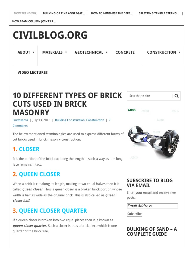 Different Types of Brick Cuts | PDF | Building Engineering | Masonry