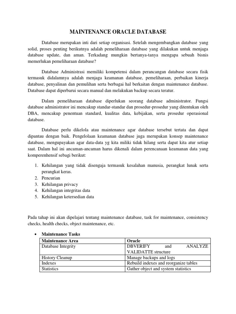 Pemeliharaan Database Oracle yang Efektif | PDF