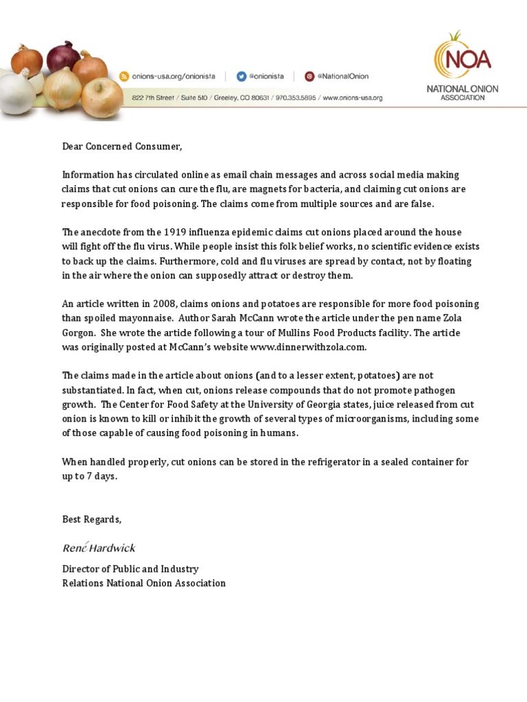 Cut Onion Statement Rev 1 2019 | PDF