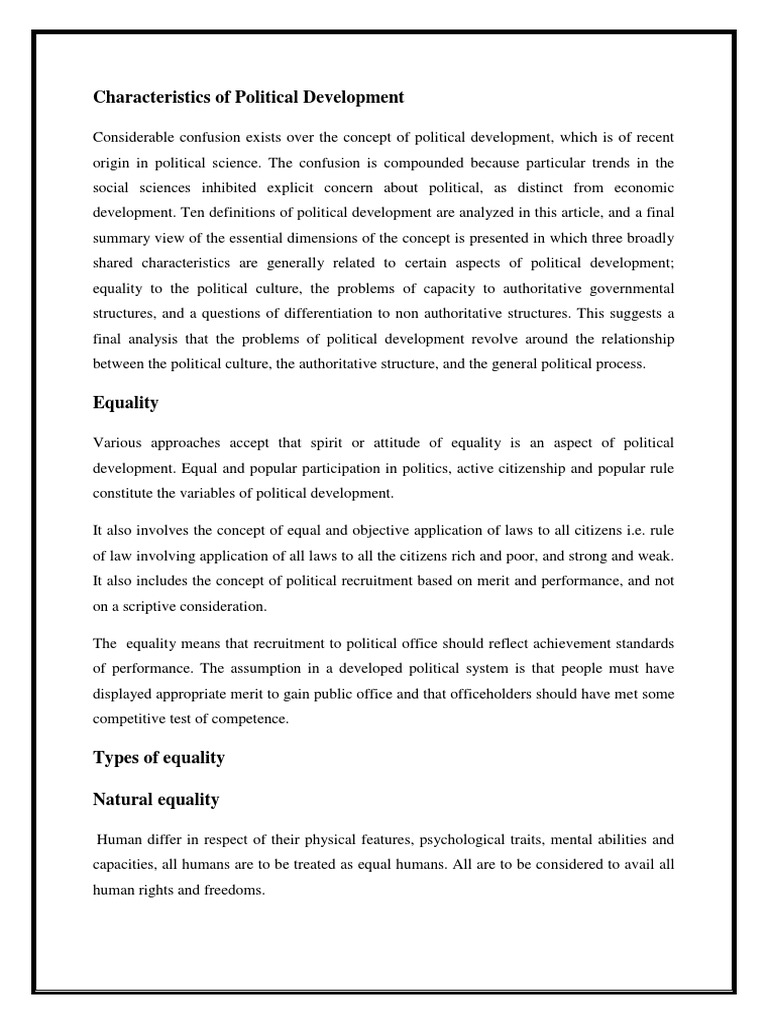 Characteristics of Political Development | PDF | Social Equality ...