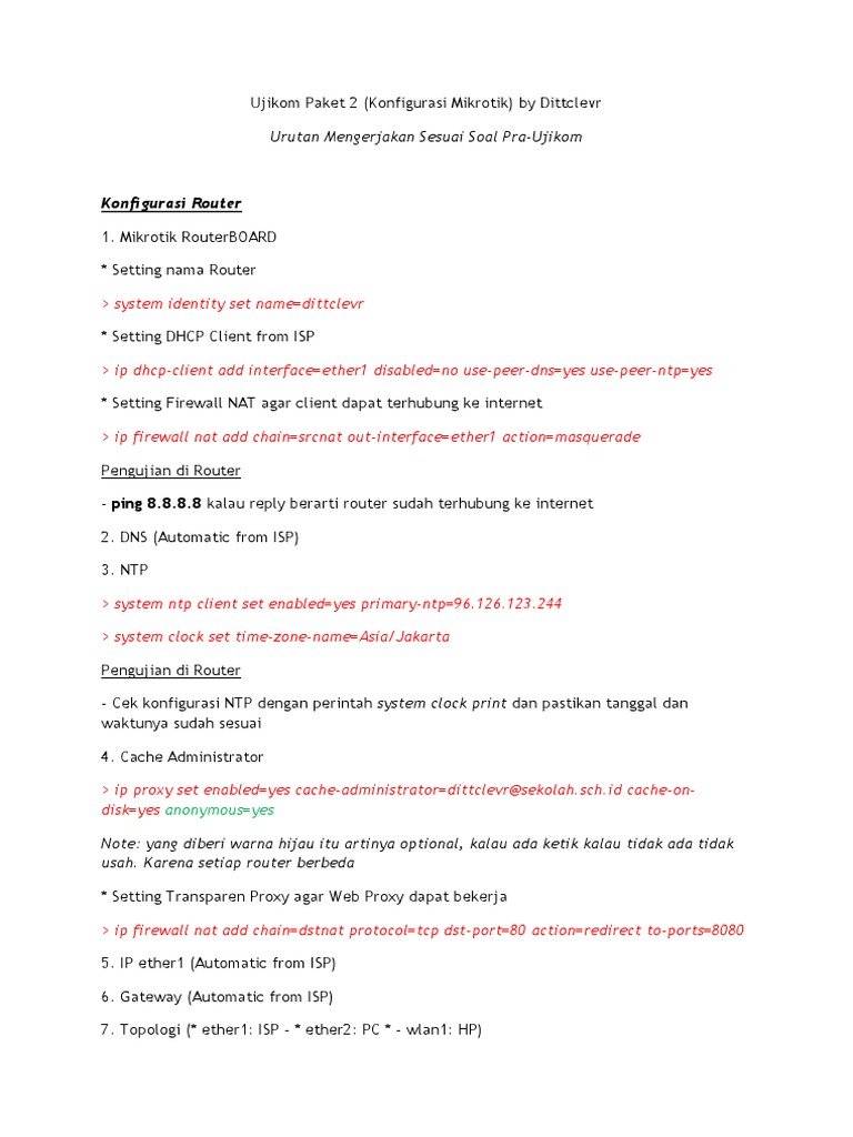 Ujikom Paket 2 (Mikrotik) | PDF
