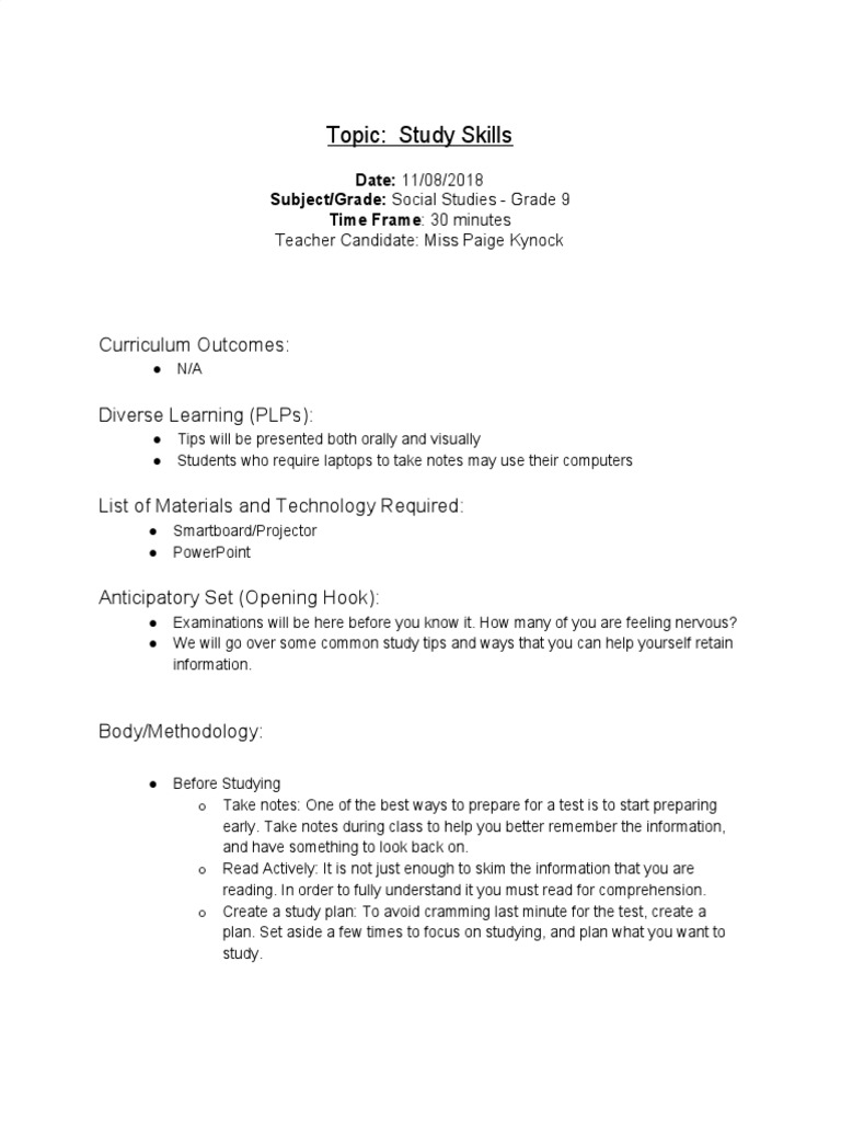 Effective Study Skills for Grade 9 Social Studies | PDF | Study Skills ...