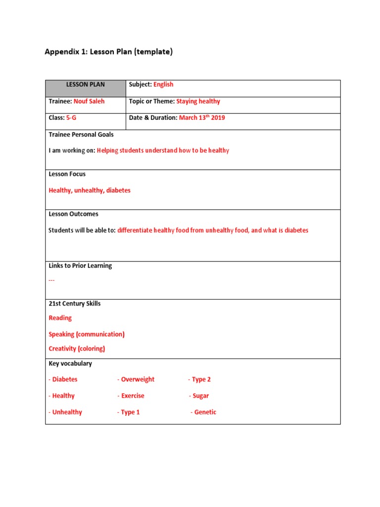 Lesson Plan 1 | PDF | Lesson Plan | Teaching