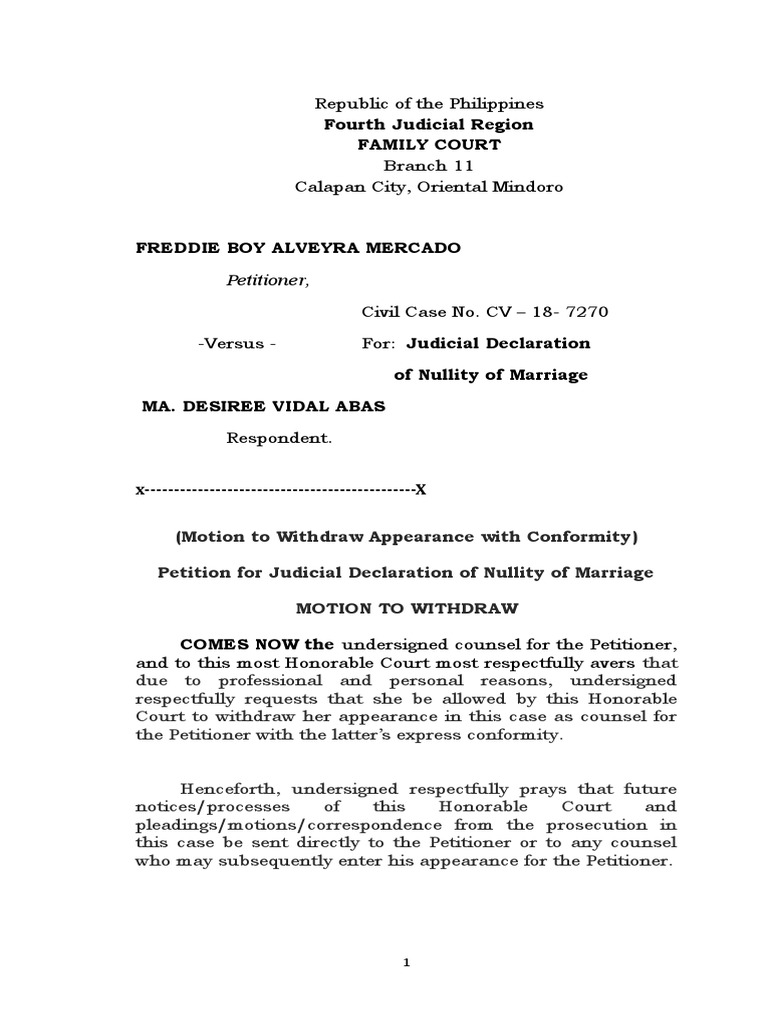 Petition To Withdraw As Counsel With Conformity | PDF