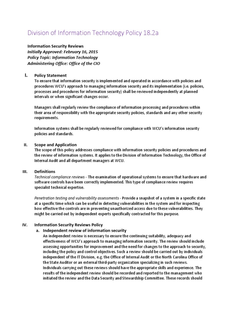 Division of Information Technology Policy 18.2a | PDF | Information ...
