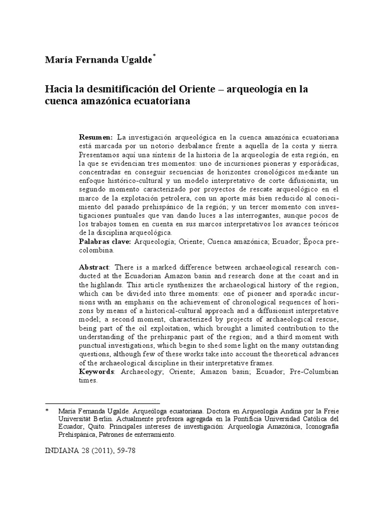 IND 28 2011 059-078 Ugalde | PDF | Ecuador | Arqueología