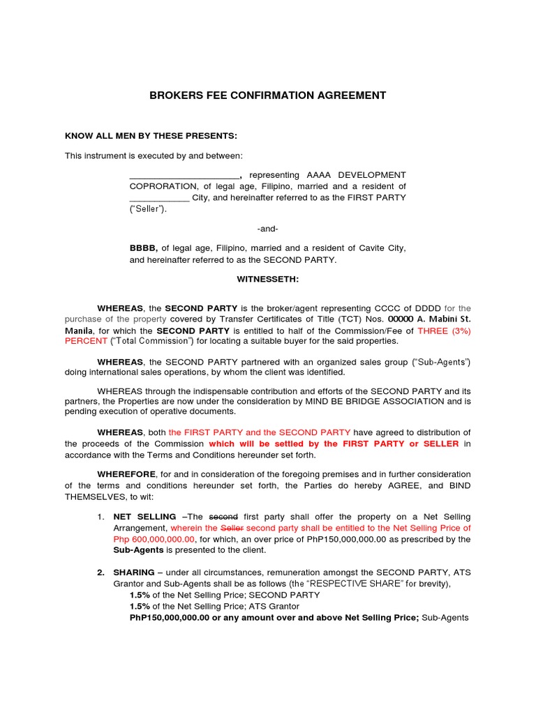 Broker Commission Agreement | PDF | Broker | Sales