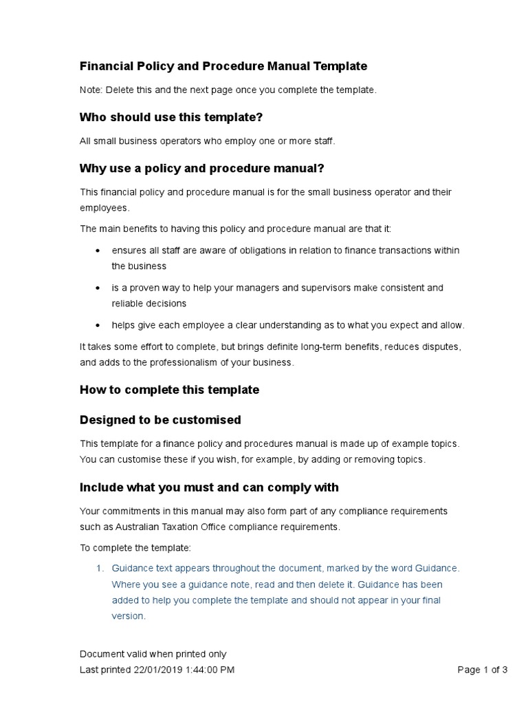 Financial Policy and Procedure Manual Template | PDF | Credit Card | Cheque