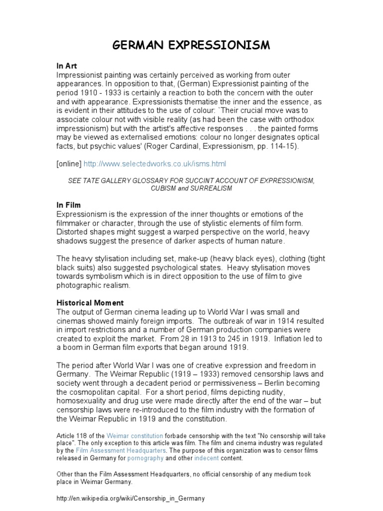 Characteristics of German Expressionism | PDF | Expressionism | Paintings