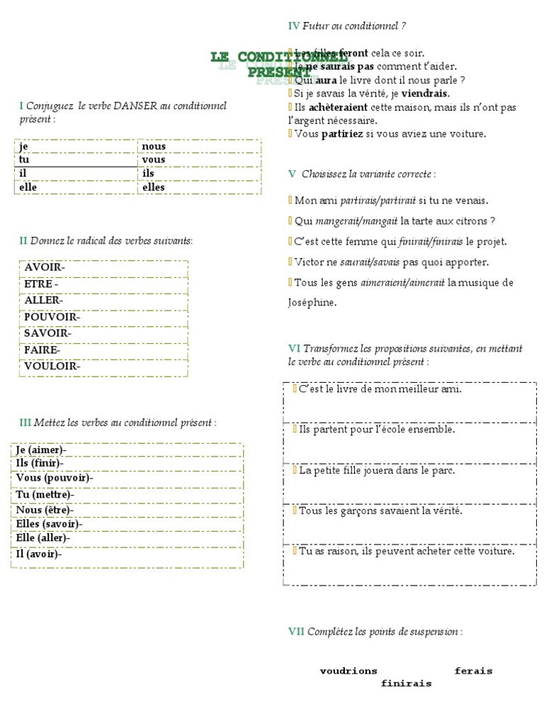 Conditionnel Present | Télécharger gratuitement PDF | Verbe
