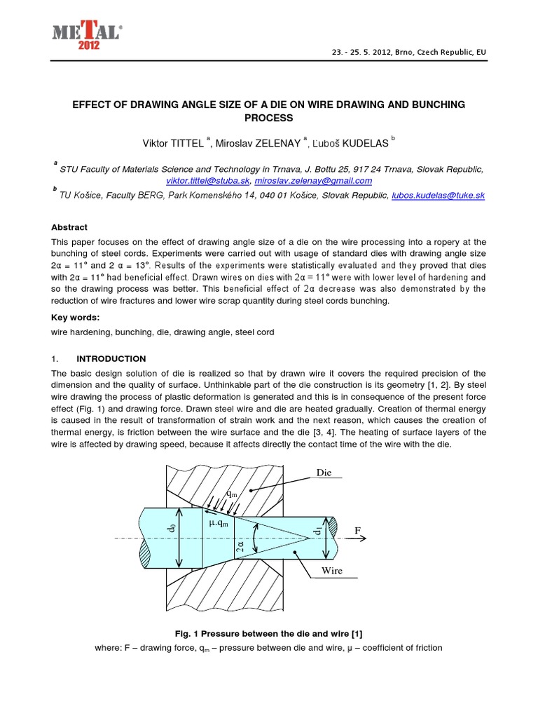 Effect of Drawing Angle Size of A Die On Wire Drawing and Bunching ...