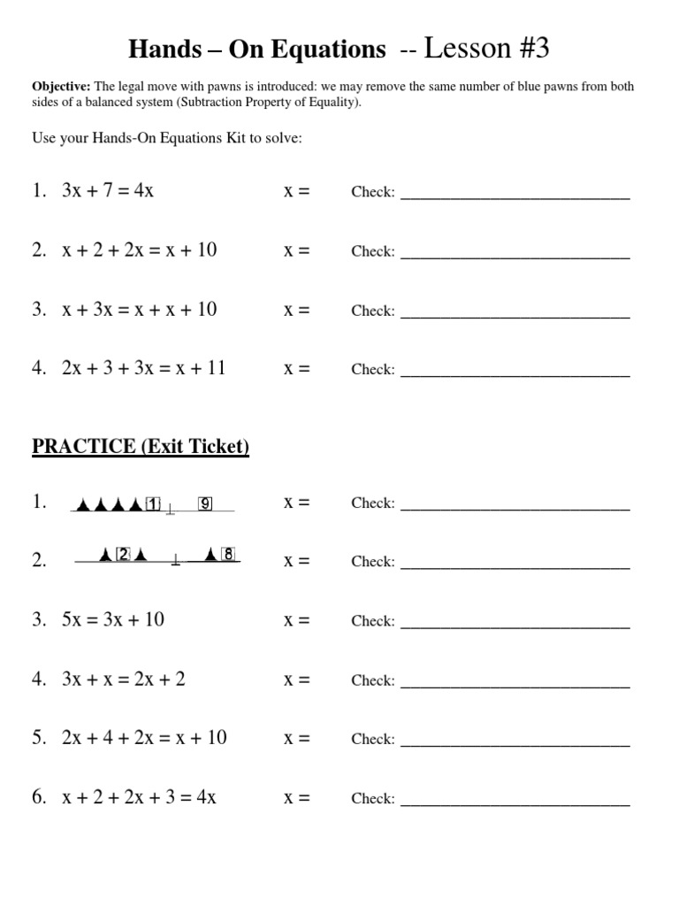 Hands-On Equations Lesson 3 Guide | PDF | Science & Mathematics | Computers