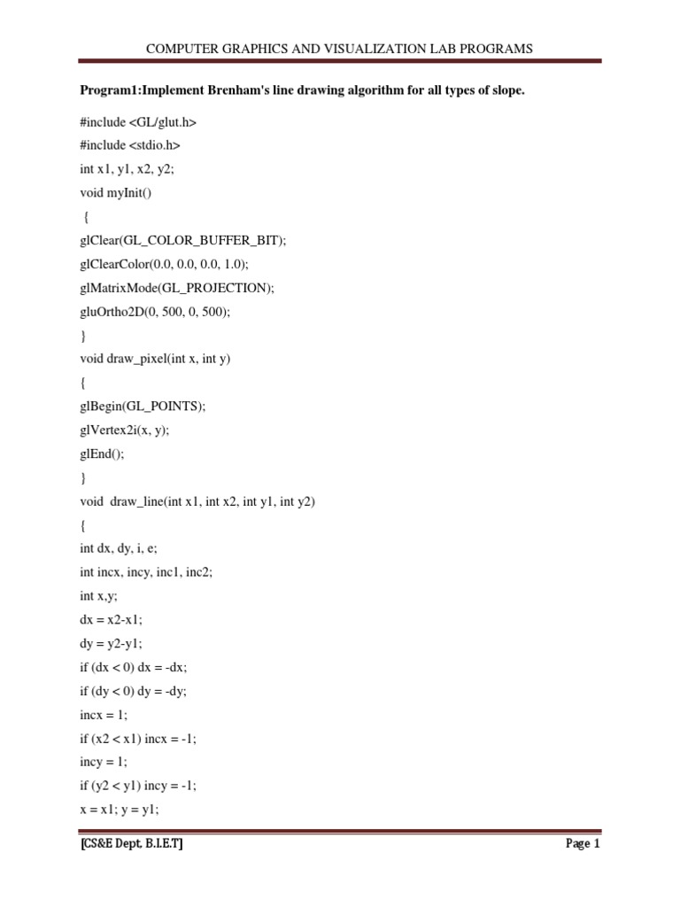 Computer Graphics and Visualization Lab: Implementation of Basic 3D ...