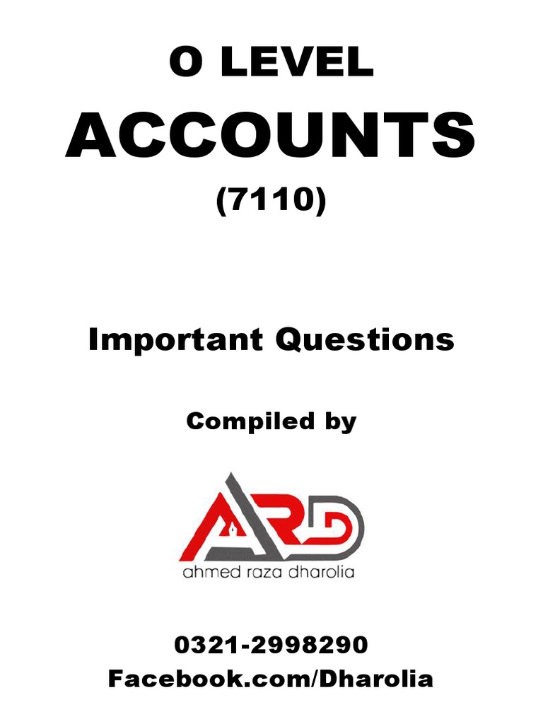 O Level Accounts Important Questions | PDF | Expense | Balance Sheet