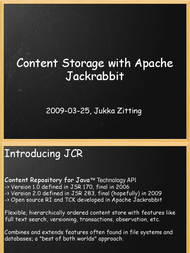Content Storage With Apache Jackrabbit | PDF | Computer Data | Computer ...