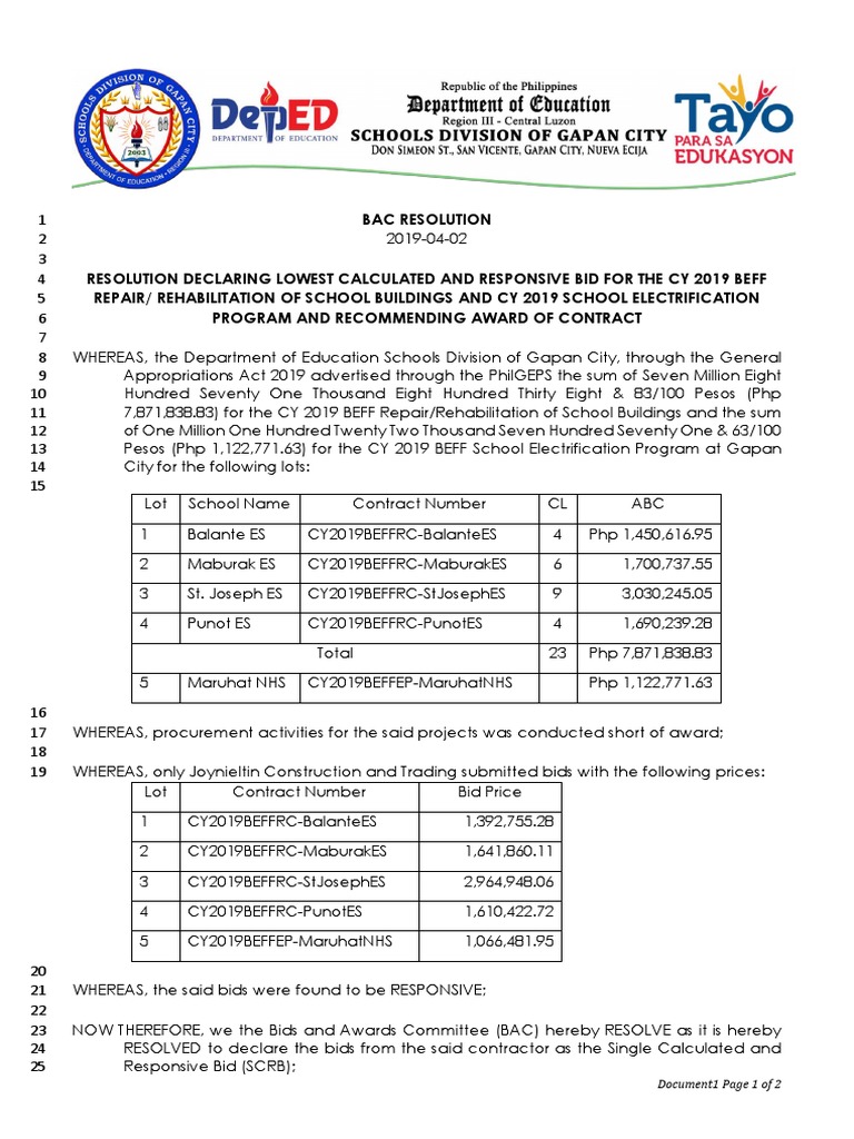 Bac Resolution: Document1 Page 1 of 2 | PDF | Business