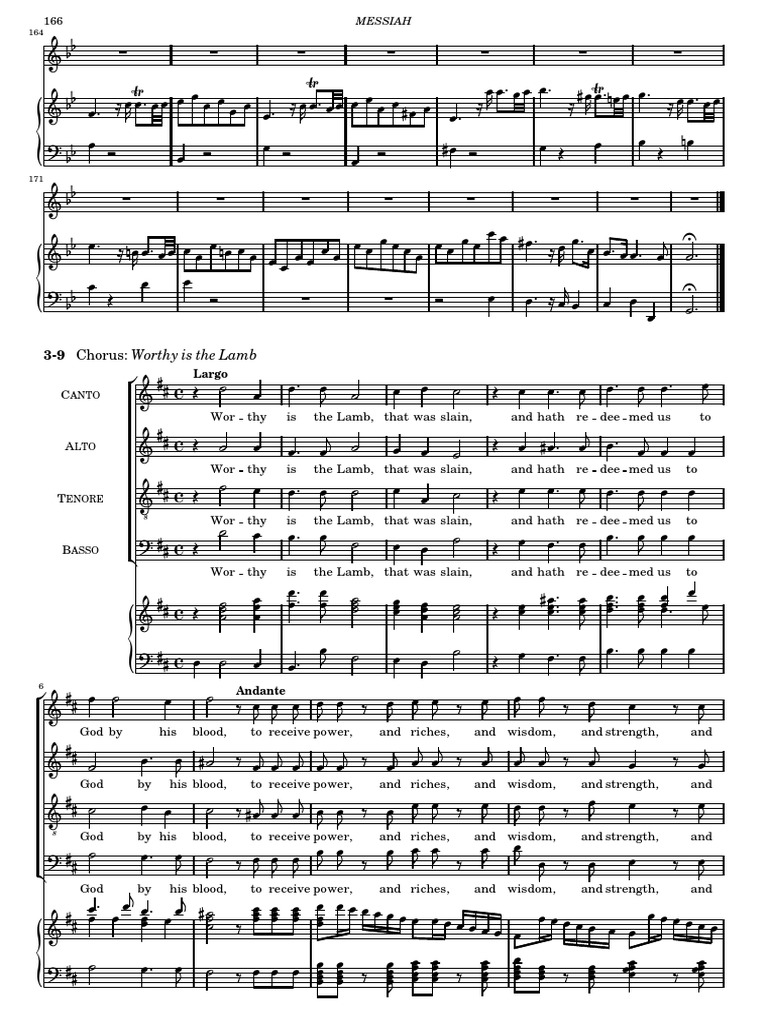 Messiah Worthy Is The Lamb And Amen Chorus Pdf Messiah Handel