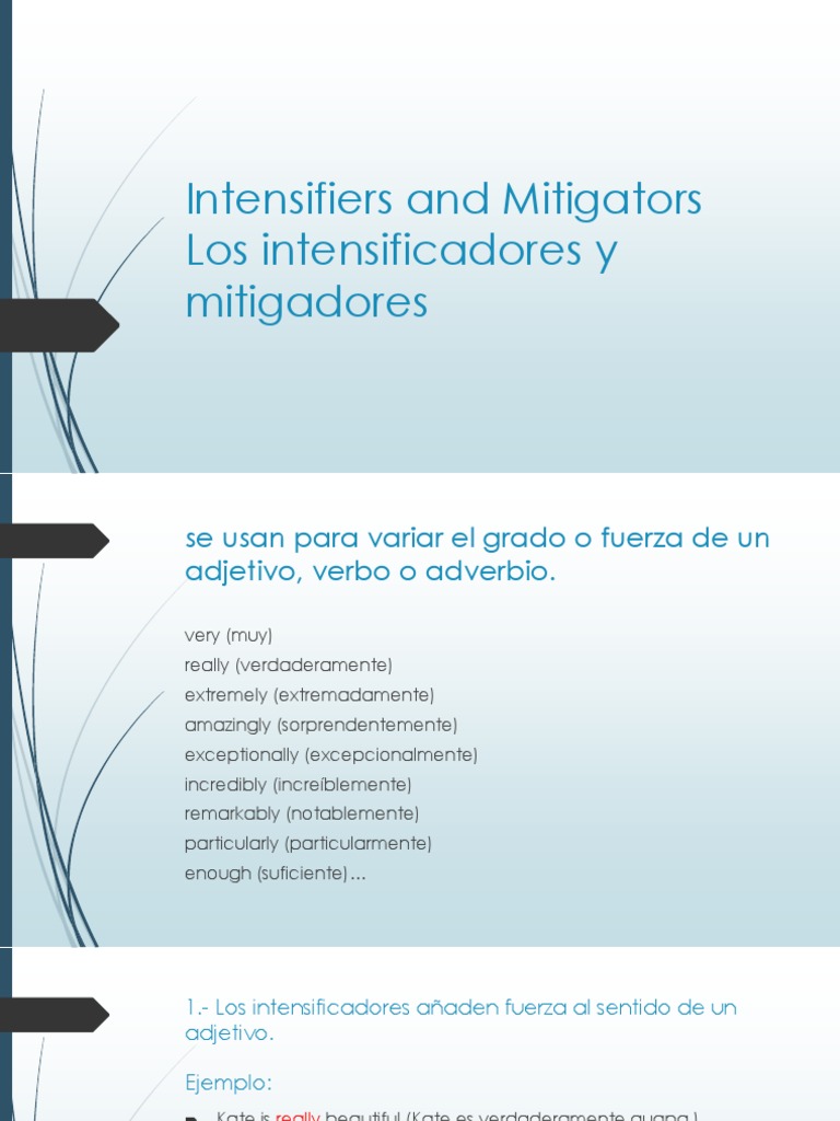 Intensifiers and Mitigators | PDF | Sintaxis | Morfología Lingüística