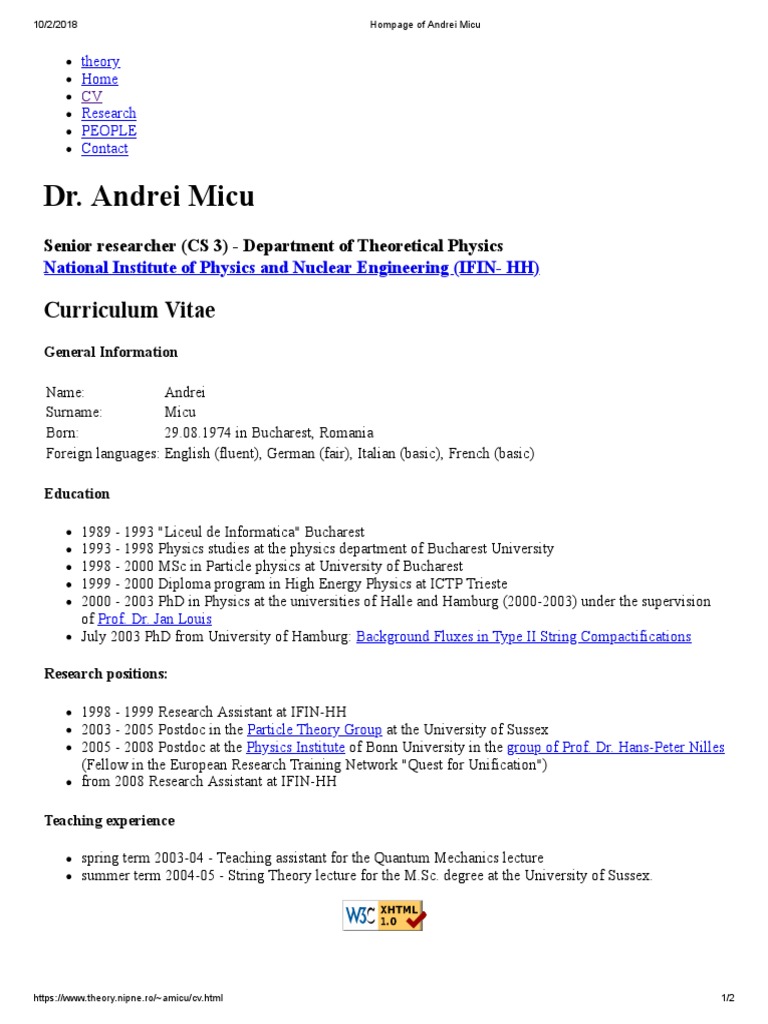 Dr. Andrei Micu: Curriculum Vitae | PDF | Technology & Engineering