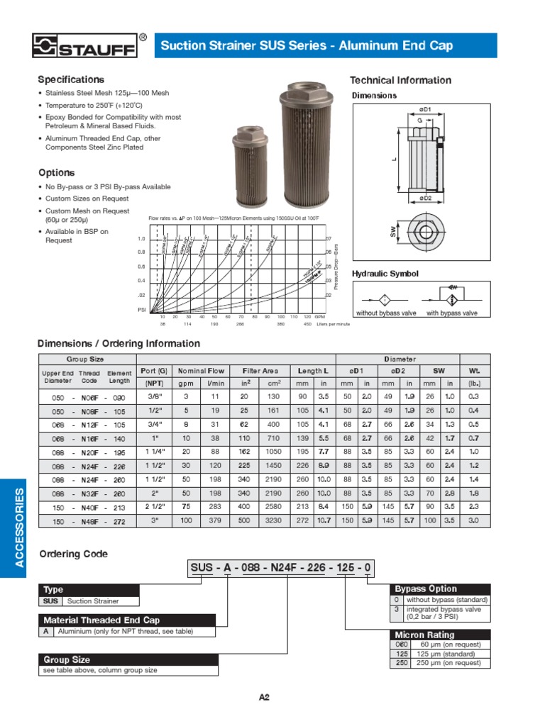 Suction Strainer Specifications and Options | PDF | Mechanical ...