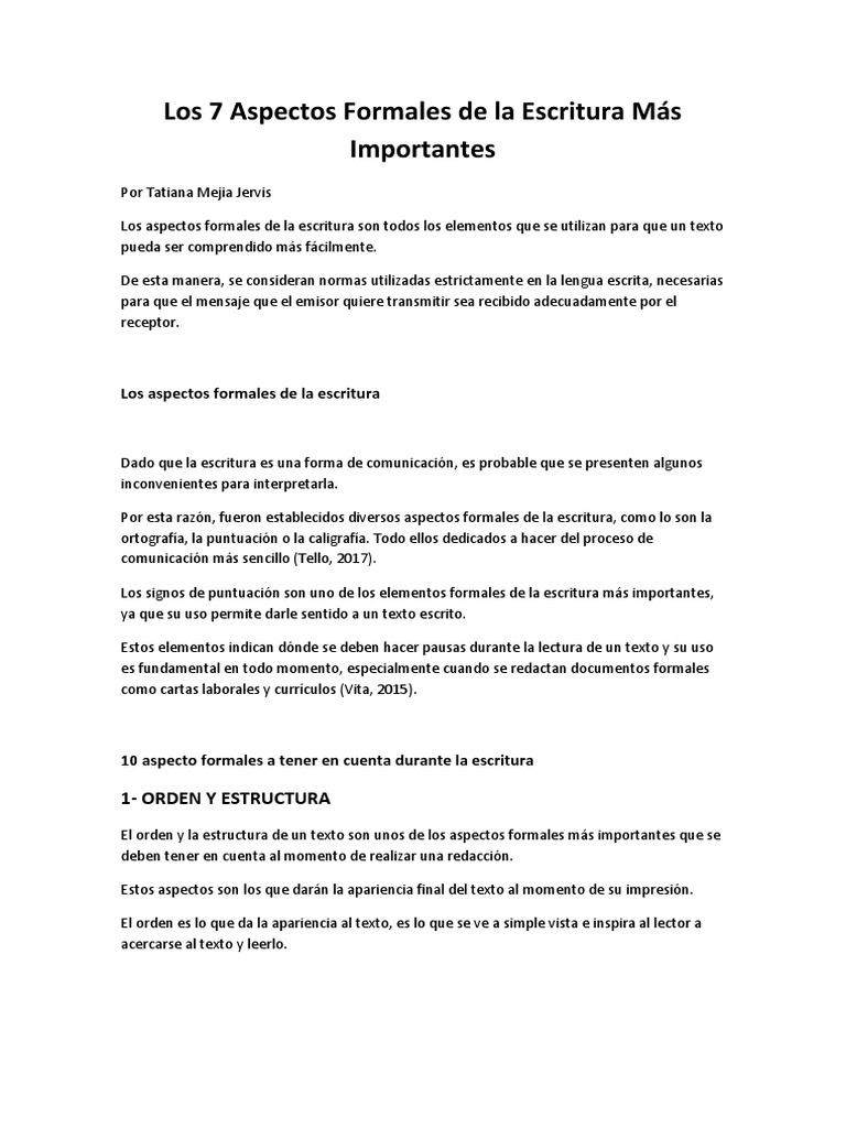 Aspectos Formales de La Escritura | PDF | Coma | Puntuación