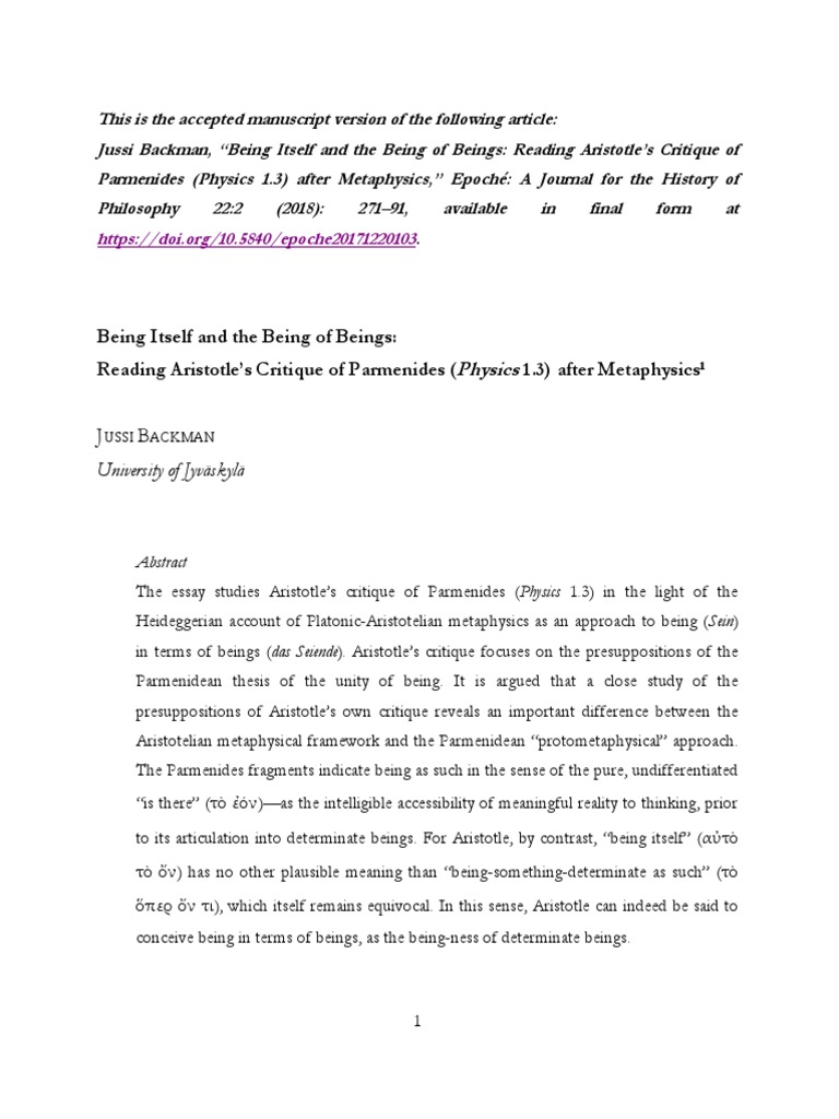 Being Itself and The Being of Beings Rea PDF | PDF | Metaphysics ...