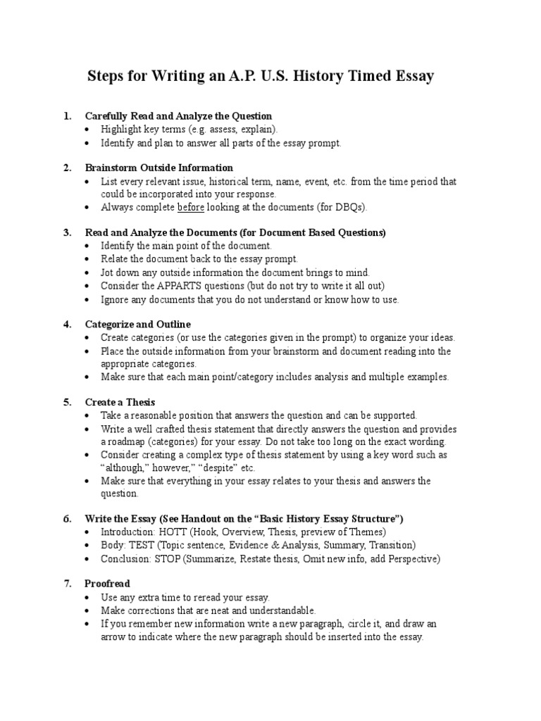 A.P. U.S. History Essay Writing Guide | PDF | Essays | Question