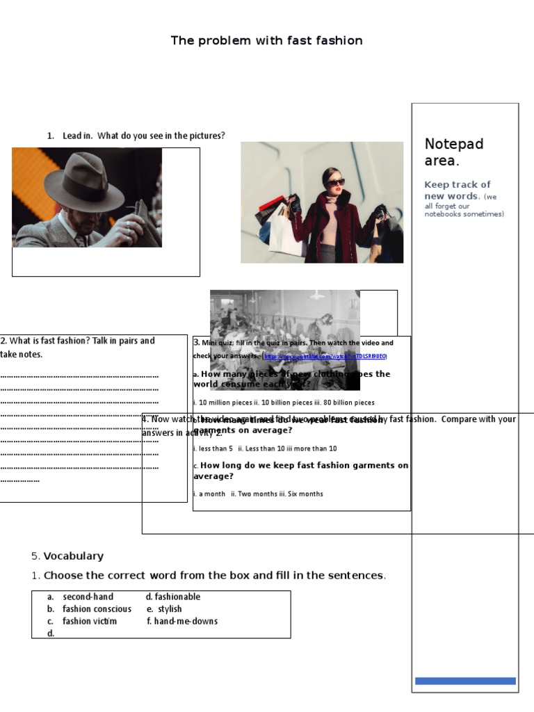 Lesson Plan b1, Fast Fashion | PDF | Clothing | Fashion