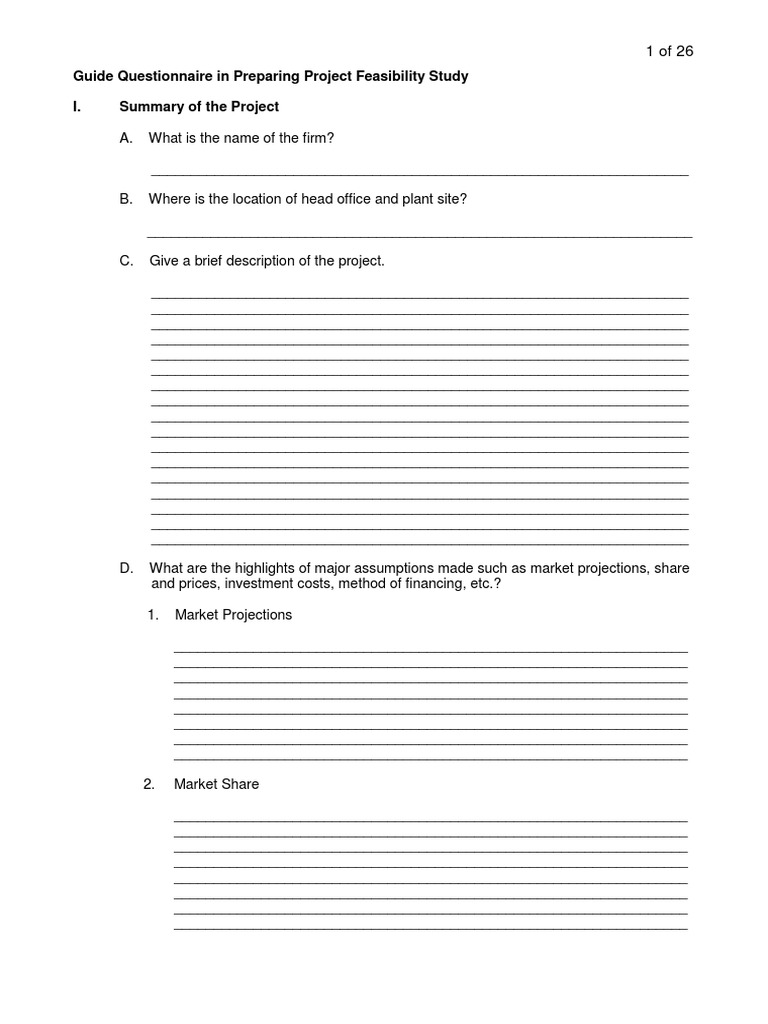 Project Feasibility Study Questionnaire | PDF | Waste Management ...