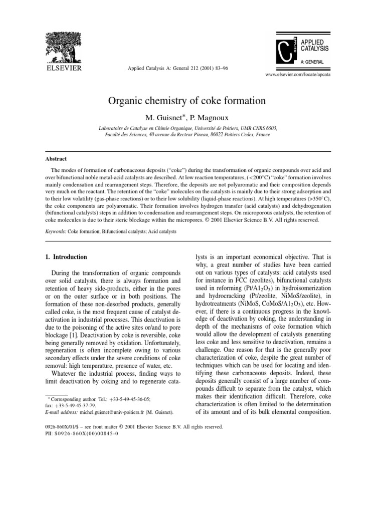 Organic Chemistry of Coke Formation: M. Guisnet, P. Magnoux | PDF ...