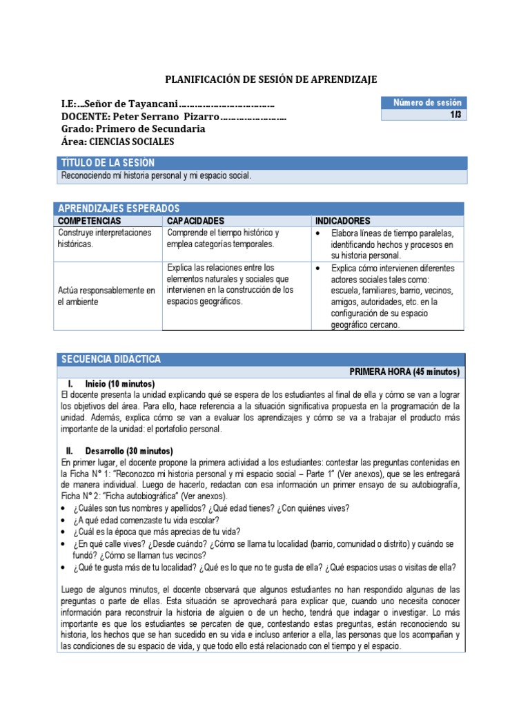 Hge1 U1 Sesion 01 | PDF | Hora | Evaluación
