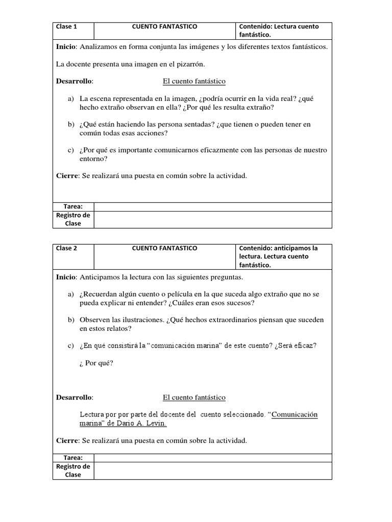 Hojas De Trabajo De Comprensión Lectora De Cuentos Fantásticos