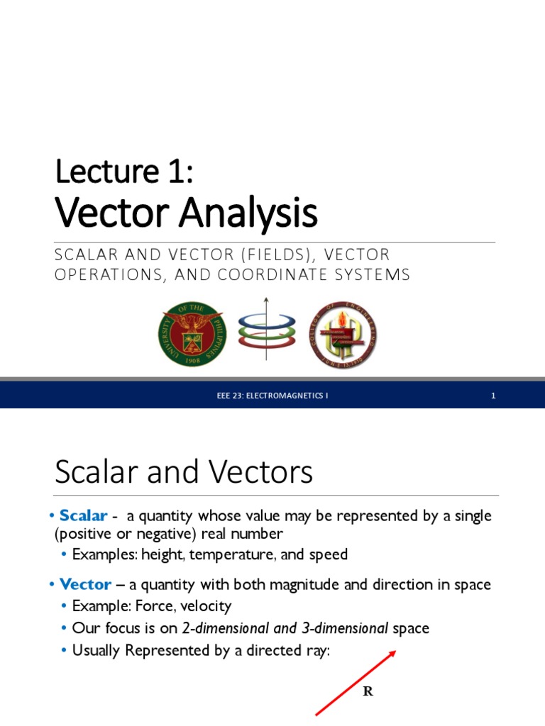 Eee23 Lecture 01 Vector Analysis Pdf Pdf Coordinate System Euclidean Vector