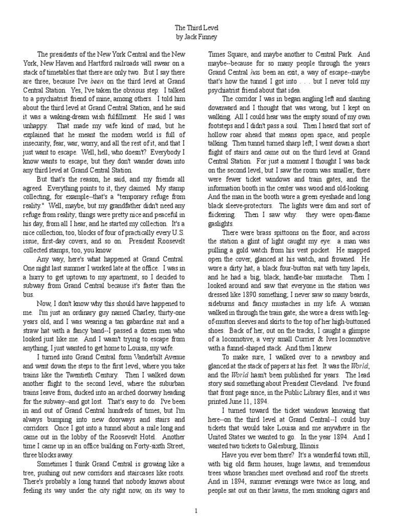 Third Level by Jack Finney | PDF | Nature
