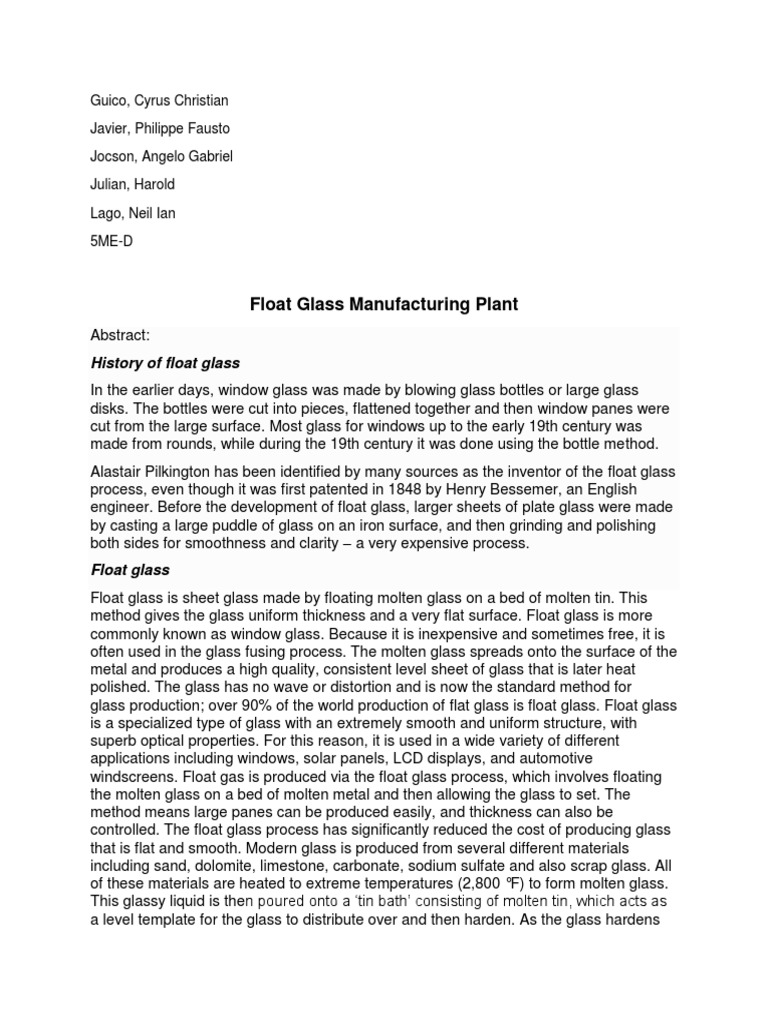 Float Glass Manufacturing Process Overview | PDF | Glasses | Materials ...