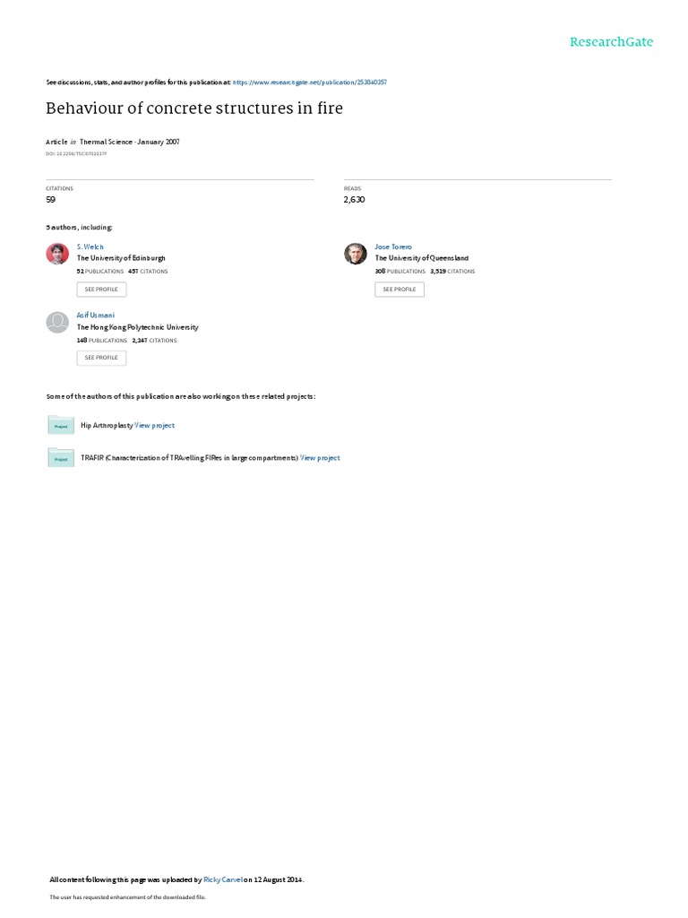 Behaviour of Concrete Structures in Fire | PDF | Concrete | Thermal ...