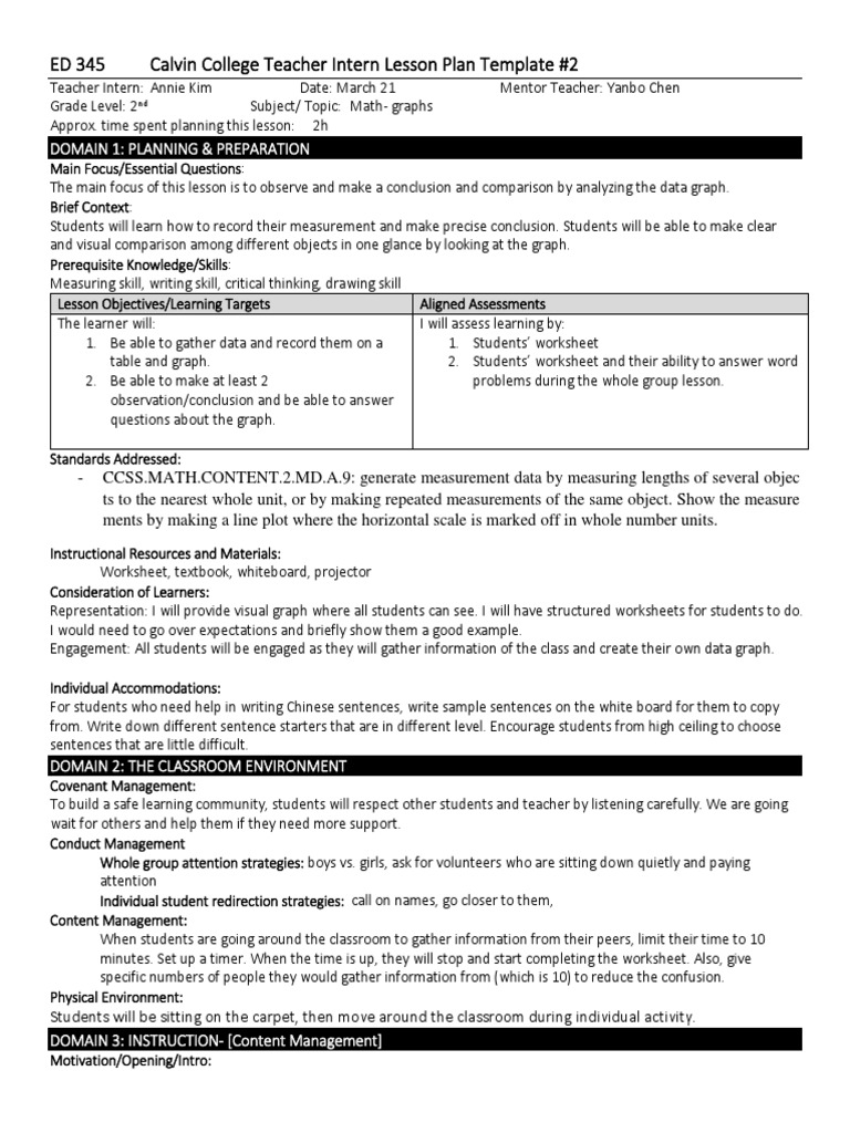 Annie Kim Lesson Plan 4 | PDF | Lesson Plan | Education Theory
