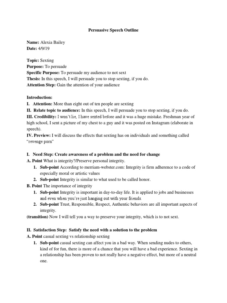 Persuasive Speech Against Sexting | PDF | Knowledge | Behavioural Sciences