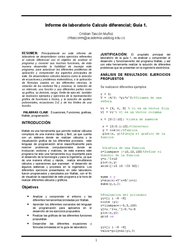 Articulo de Laboratorio en Matlab en Formato IEEE | PDF | Matlab | Programa de computadora