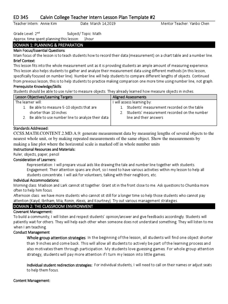 Annie Kim Lesson Plan 3 | PDF | Lesson Plan | Educational Assessment