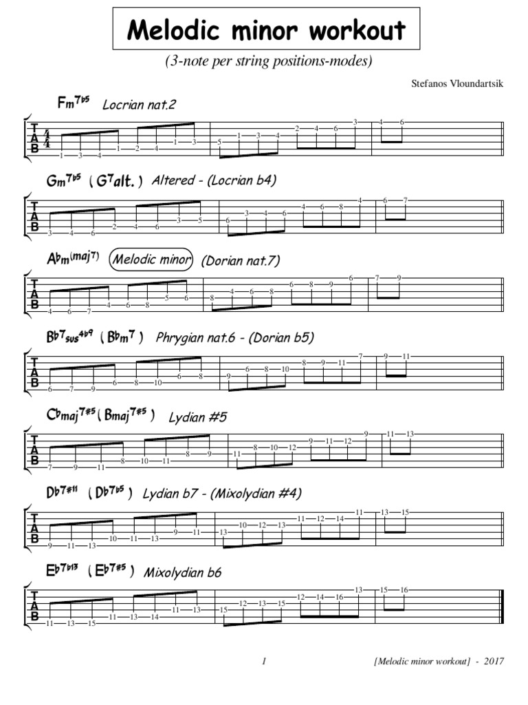 Melodic Minor Workout | PDF | Minor Scale | Melody