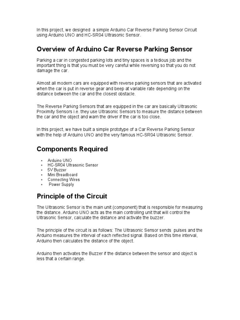 Project Smart Parking Info | PDF | Arduino | Ultrasound