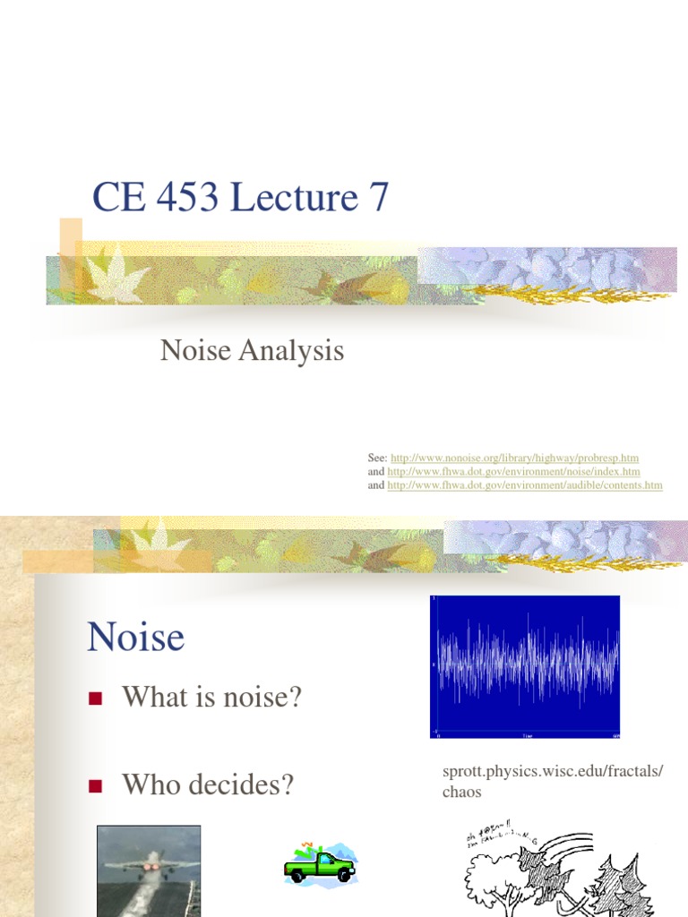 CE 453 Lecture 7: Noise Analysis | PDF | Noise | Sound