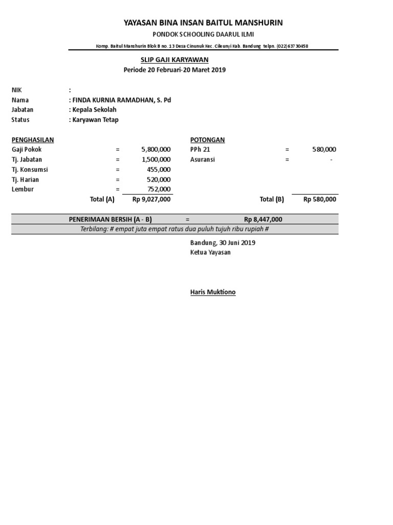 Contoh Slip Gaji | PDF