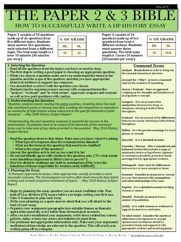 The Paper 2 & 3 Bible IB History | PDF | Essays | Question