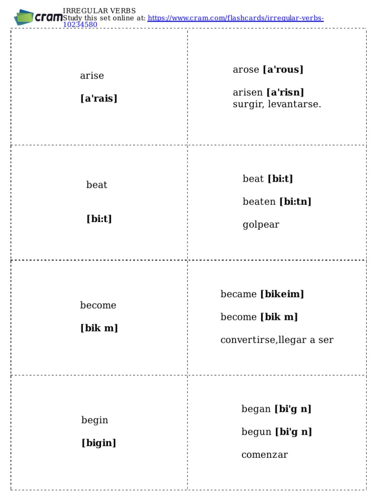 Irregular Verbs List with Translations | PDF | Grammatical Conjugation | Semantics