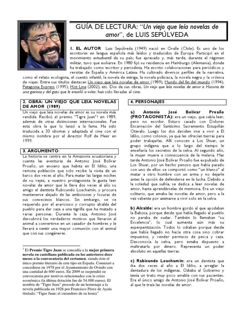 Guía de lectura: Un viejo que leía amor | PDF | Novelas