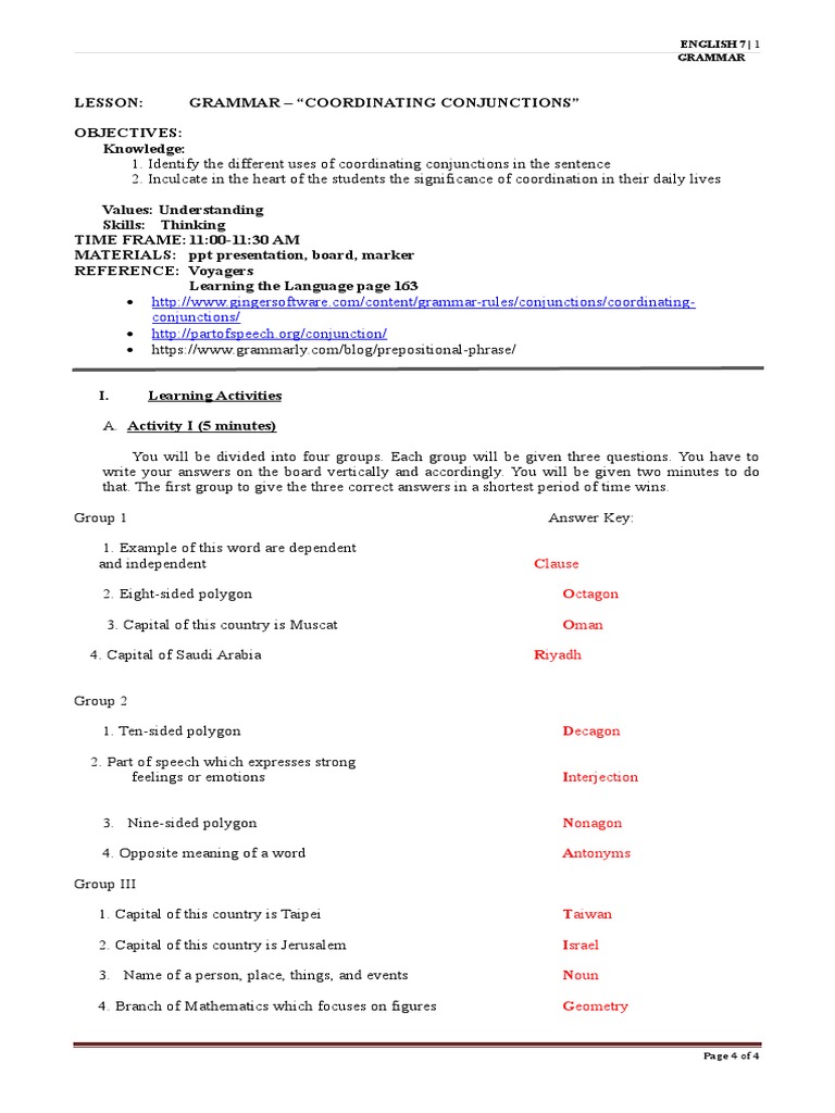 A Detailed Lesson Plan in English 8 | PDF | Preposition And ...