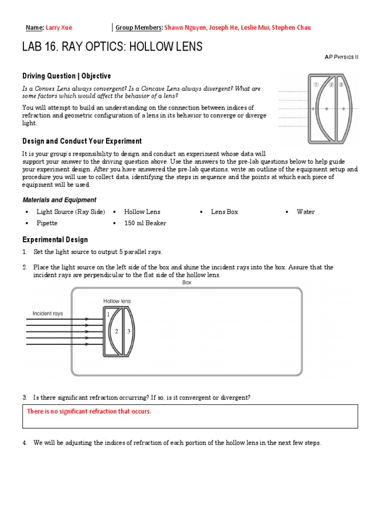 Hollow Lens | PDF | Lens (Optics) | Refraction