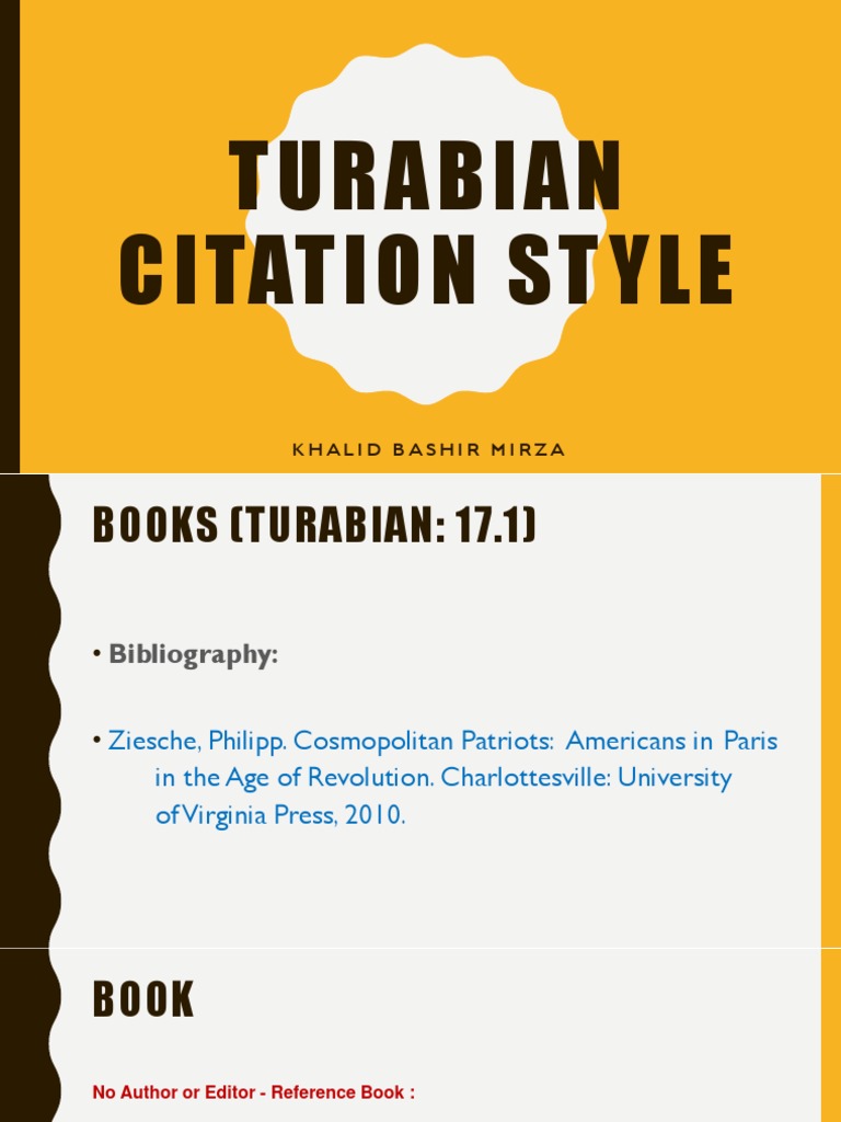 Turabian Citation Style: Khalid Bashir Mirza | PDF